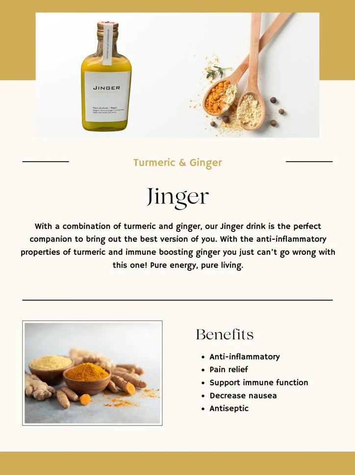 Organic Ginger & Turmeric - Concentrate 200ml – Jinger drinks